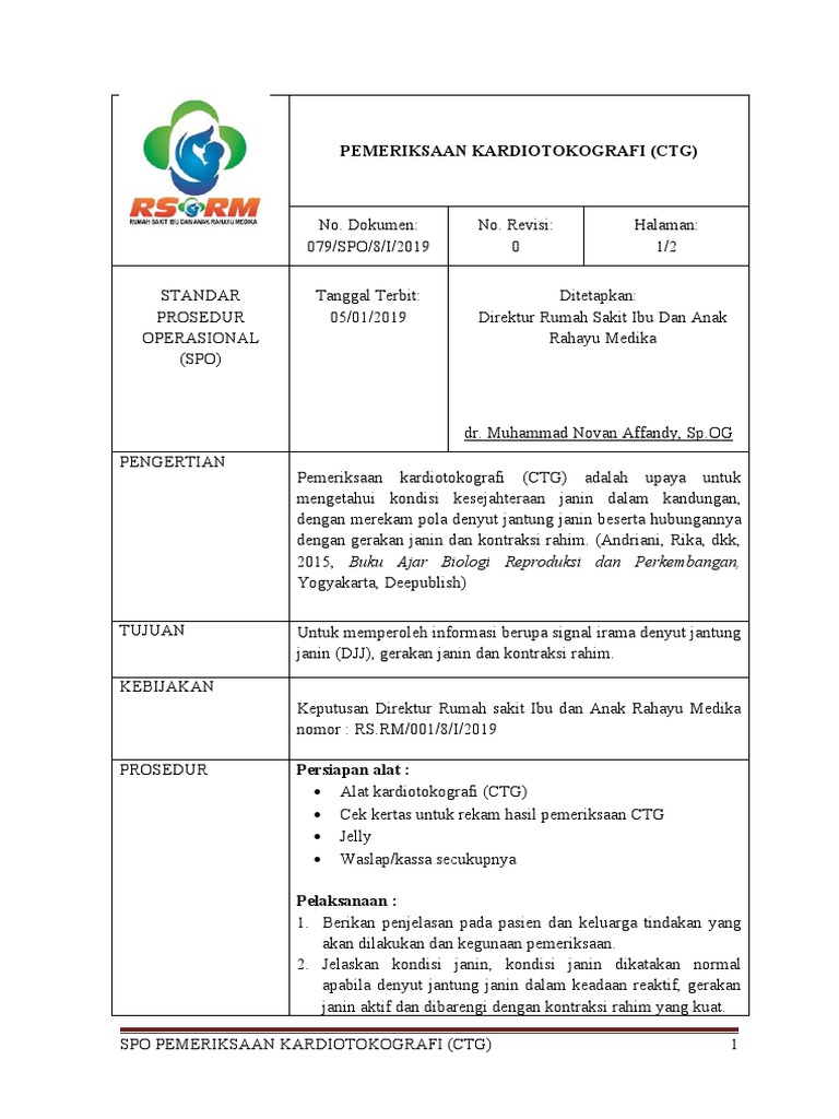 04 Sop Pemeriksaan CTG | PDF