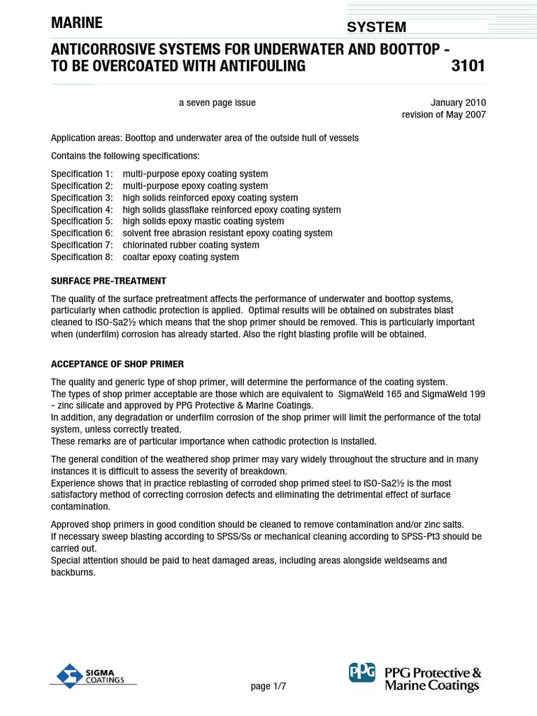 PPG 3101 System Sheet Promain 01 01 2019 | PDF | Corrosion | Anode