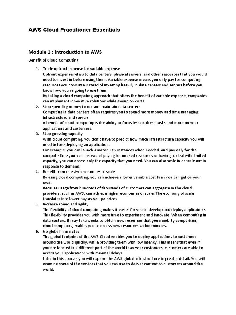 AWS Cloud Practitioner Essentials Resume | PDF | Cloud Computing | Amazon Web Services