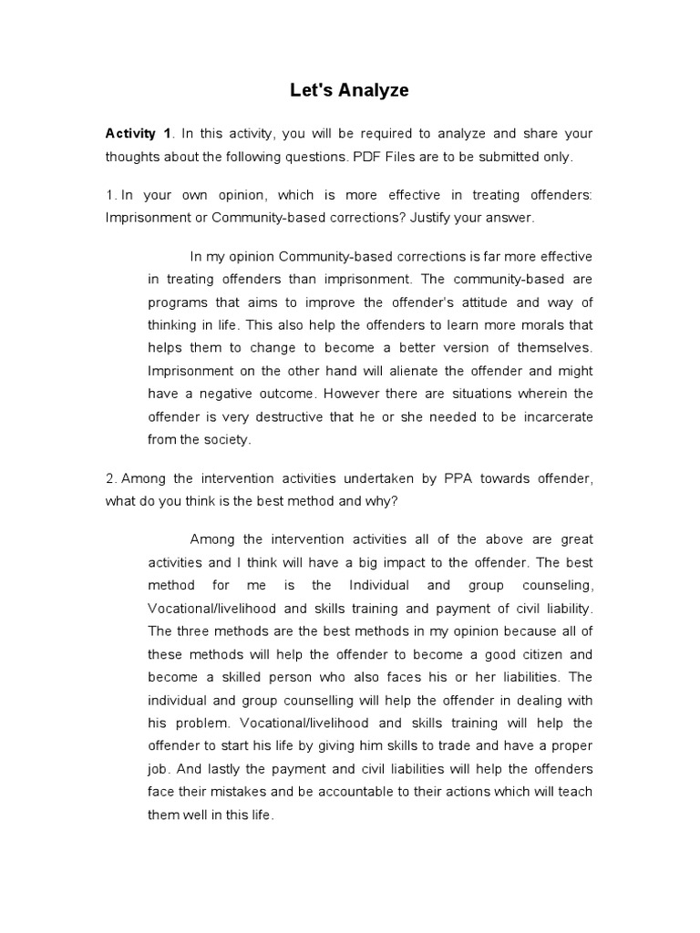 Community Based Correction Activity | PDF | Crimes | Crime & Violence