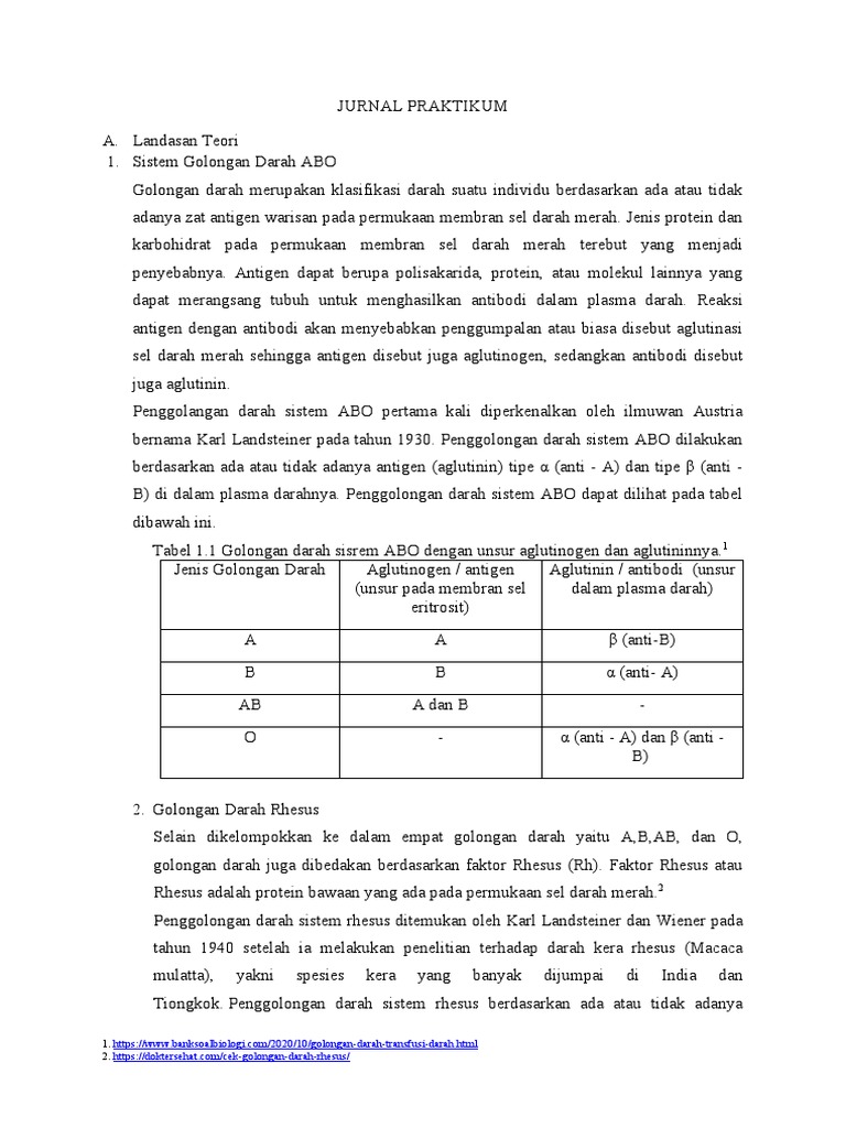 Jurnal Praktikum Uji Golongan Darah | PDF | Sains & Matematika