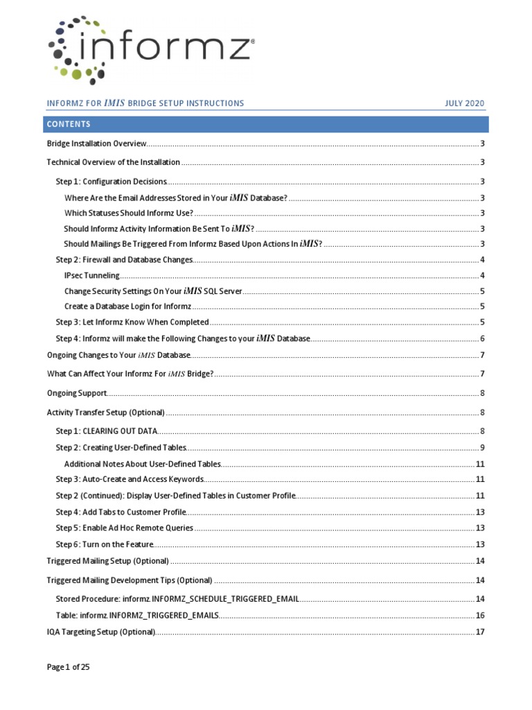 iMIS Bridge Setup Guide Jul - 2020 | PDF | Databases | Microsoft Sql Server