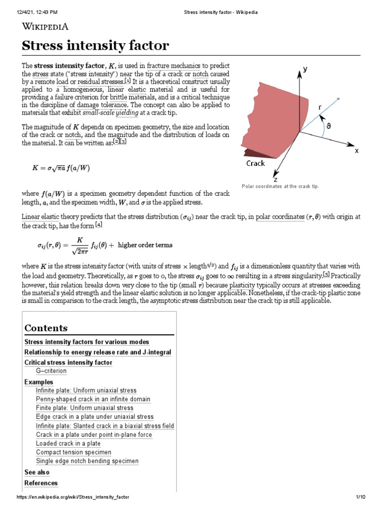 Stress Intensity Factor | PDF | Fracture Mechanics | Fracture