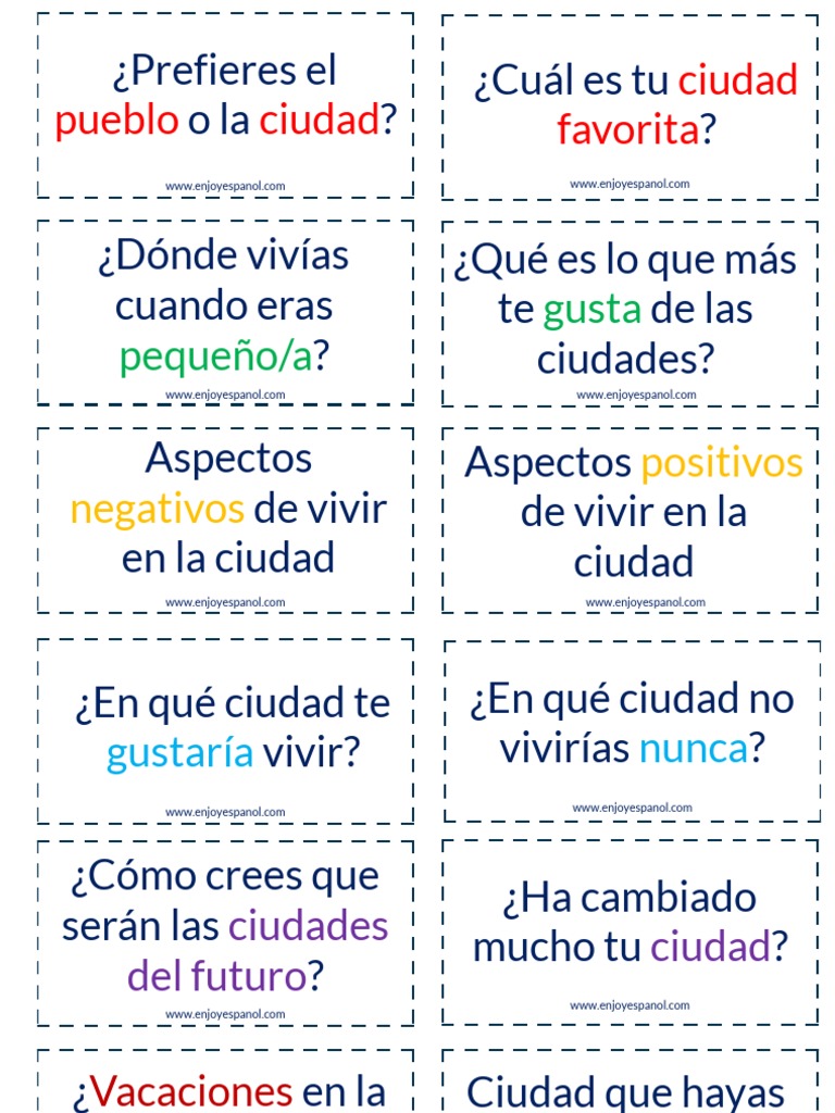 Tarjetas Conversación La Ciudad | PDF