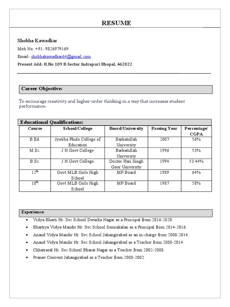 Shobha Resume | PDF