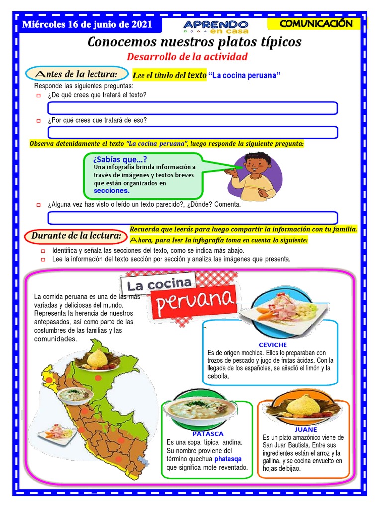 COMUNICACIÓN Conocemos Nuestros Platos Típicos SEM 9 DIA 3 - 16 DE ...
