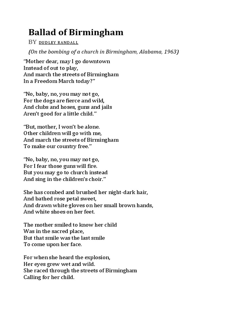 Ballad of Birmingham-Poem | PDF