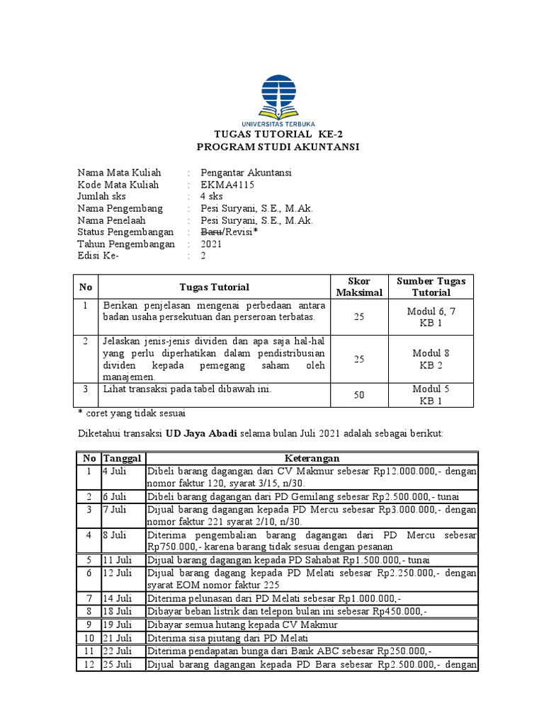 Jawaban Soal Tugas 2 - PA | PDF