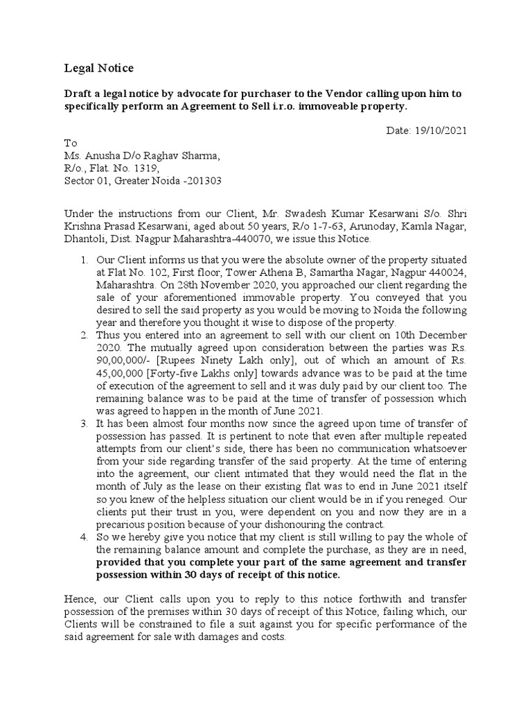 Sample Legal Notice | PDF | Business | Justice