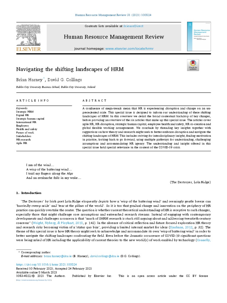 Human Resource Management Review: Brian Harney, David G. Collings | PDF ...