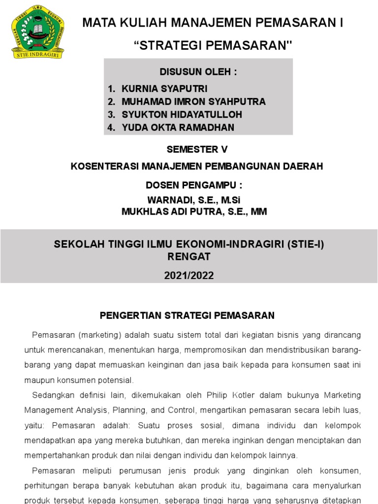 PPT Strategi Pemasaran | PDF