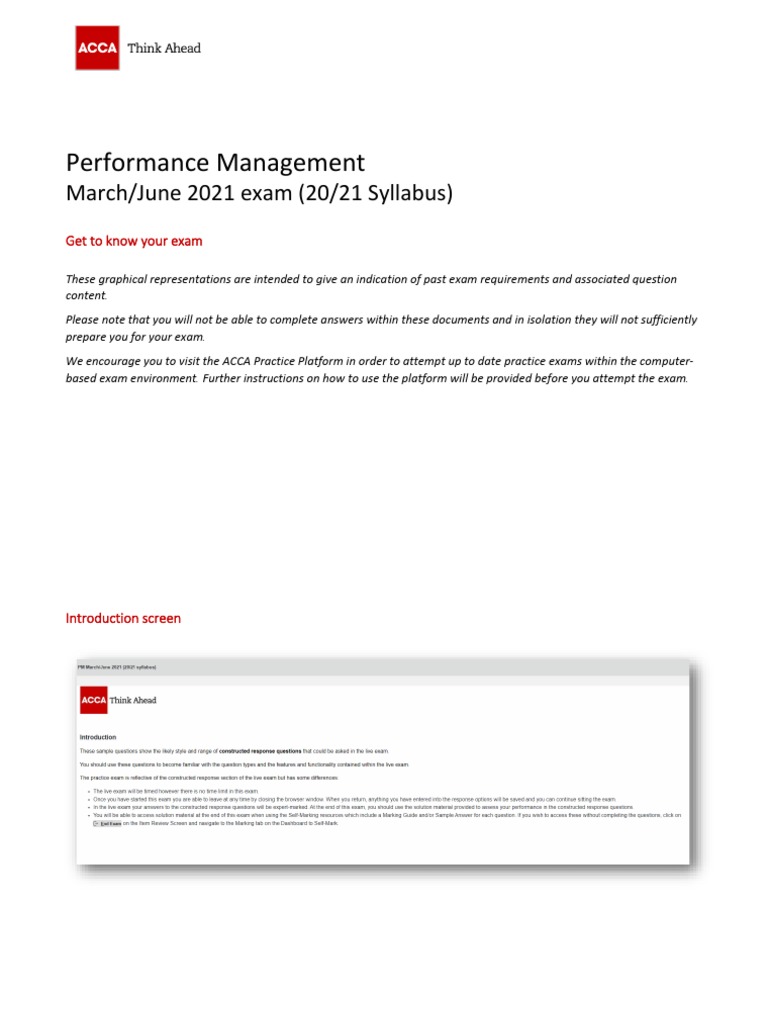 ACCA Performance Management Exam Guide | PDF