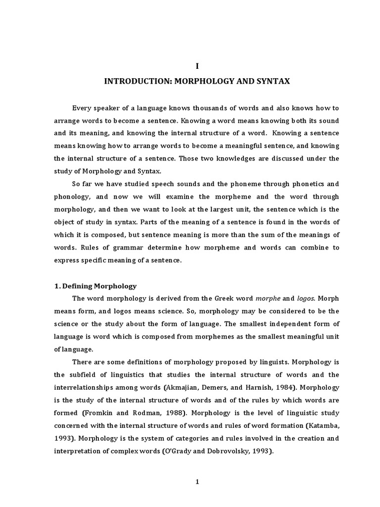 Week 1 Morphology and Syntax | PDF | Word | Morphology (Linguistics)