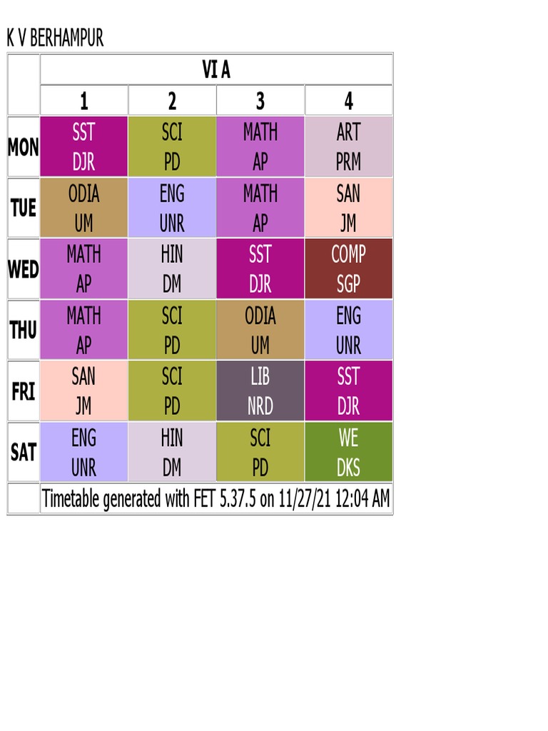 School Timetable Overview | PDF