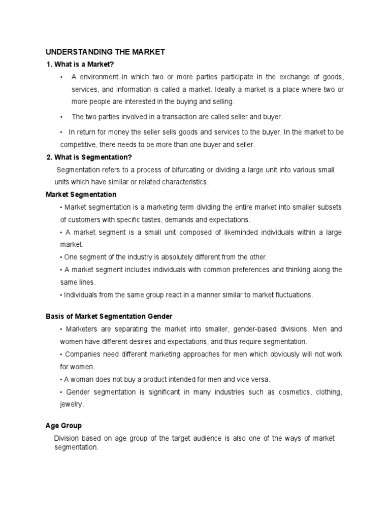 Week 7 Understanding The Market | PDF | Market Segmentation | Marketing