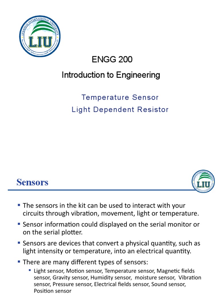 5 - Temperature Sensors - Light Dependent Resistor | PDF | Analog To ...
