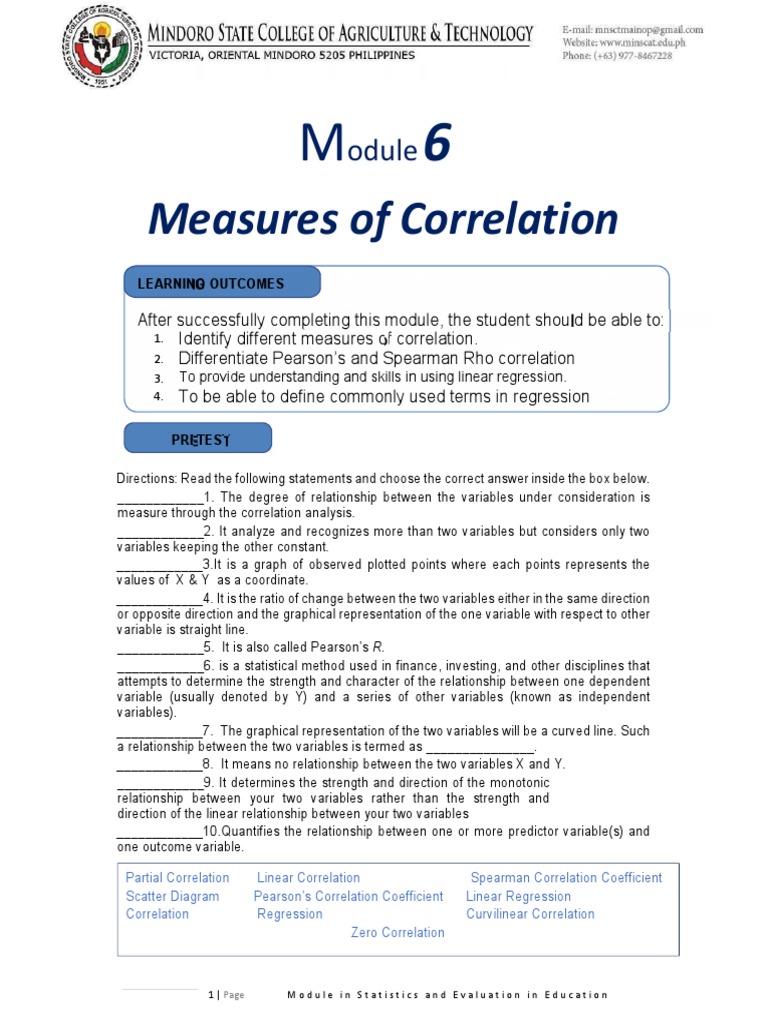 Measures of Correlation Module | PDF | Correlation And Dependence ...
