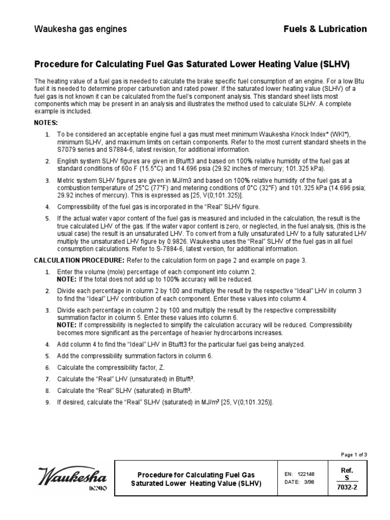 Calculating Saturated Lower Heating Value | PDF | Propane | Gases