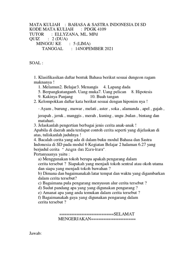 MATA KULIAH Tugas 2 Bhs Indo Feby Lita Putri 856989302 | PDF