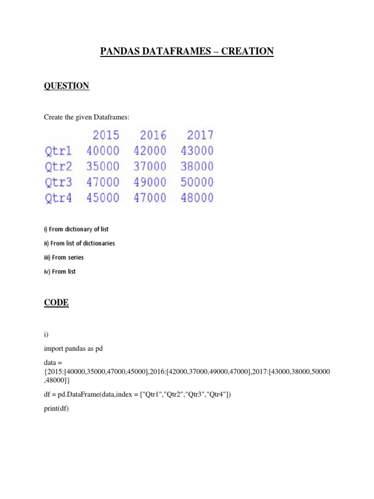 Pandas Dataframes - Creation | PDF