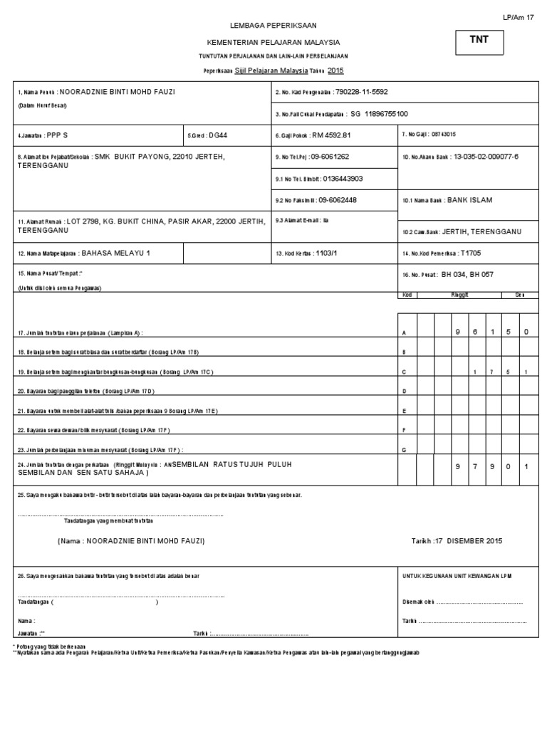 Borang TNT | PDF