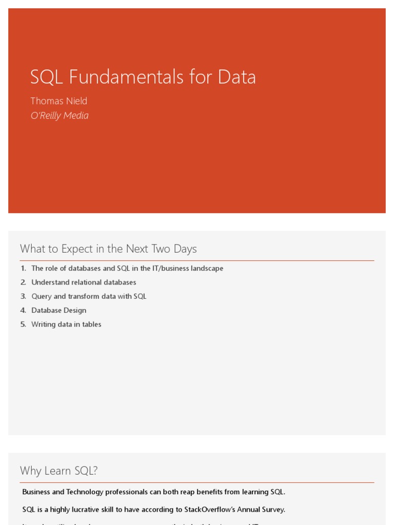 SQL Fundamentals Slides | PDF | Relational Database | Databases