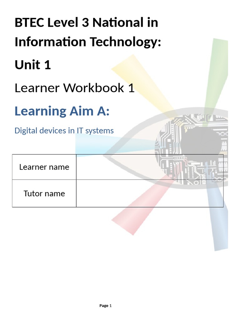 BTEC Level 3 National in Information Technology: Unit 1: Learner ...