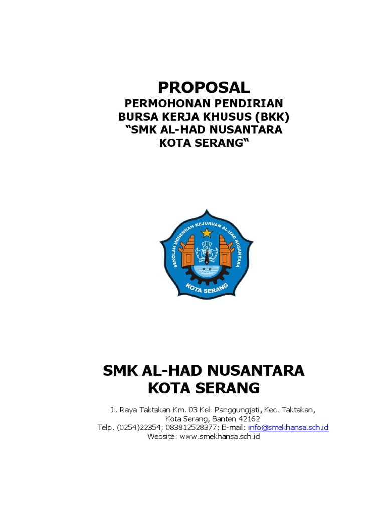 Proposal Pendirian BKK SMK Al-Had Nusantara | PDF