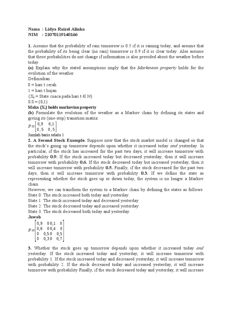 Soal Latihan | PDF | Markov Chain | Mathematics