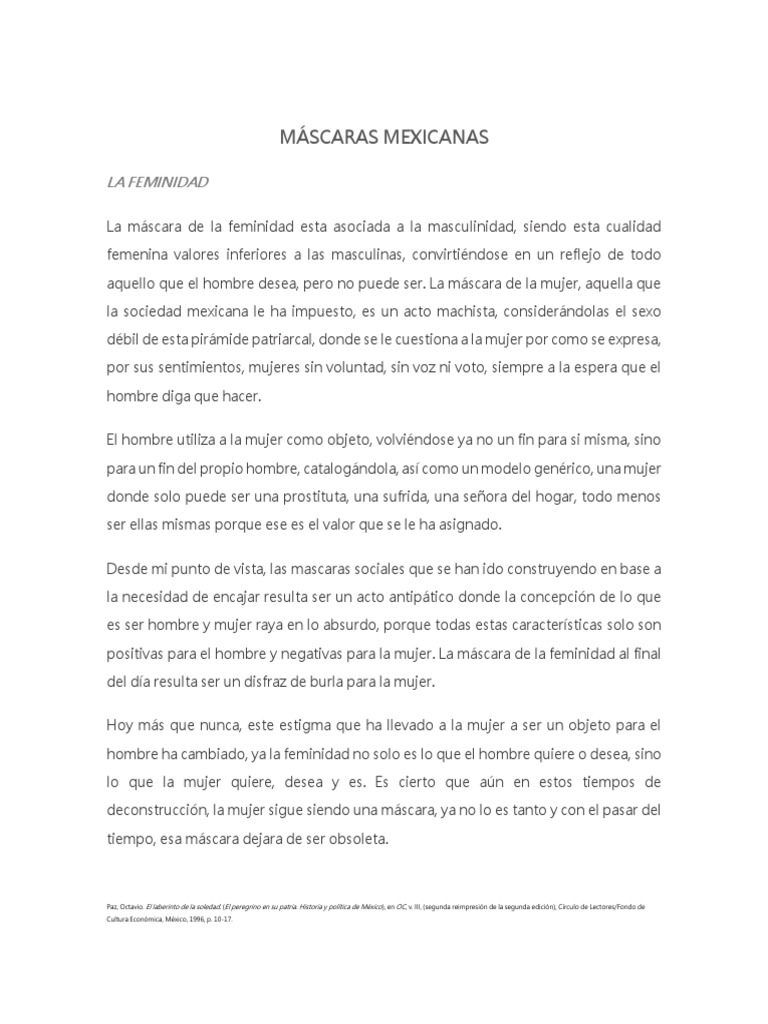 Máscaras Mexicanas - La Feminidad | PDF | Libros para adolescentes ...
