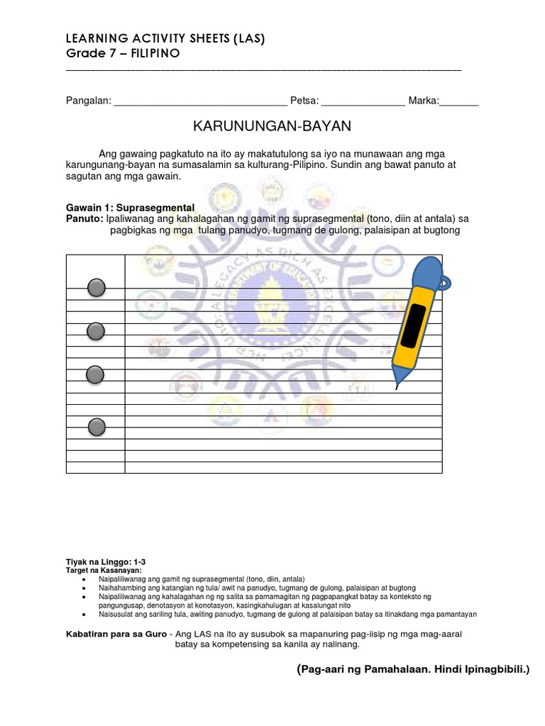 Filipino 7 - Q3 - Las 1 RTP | PDF