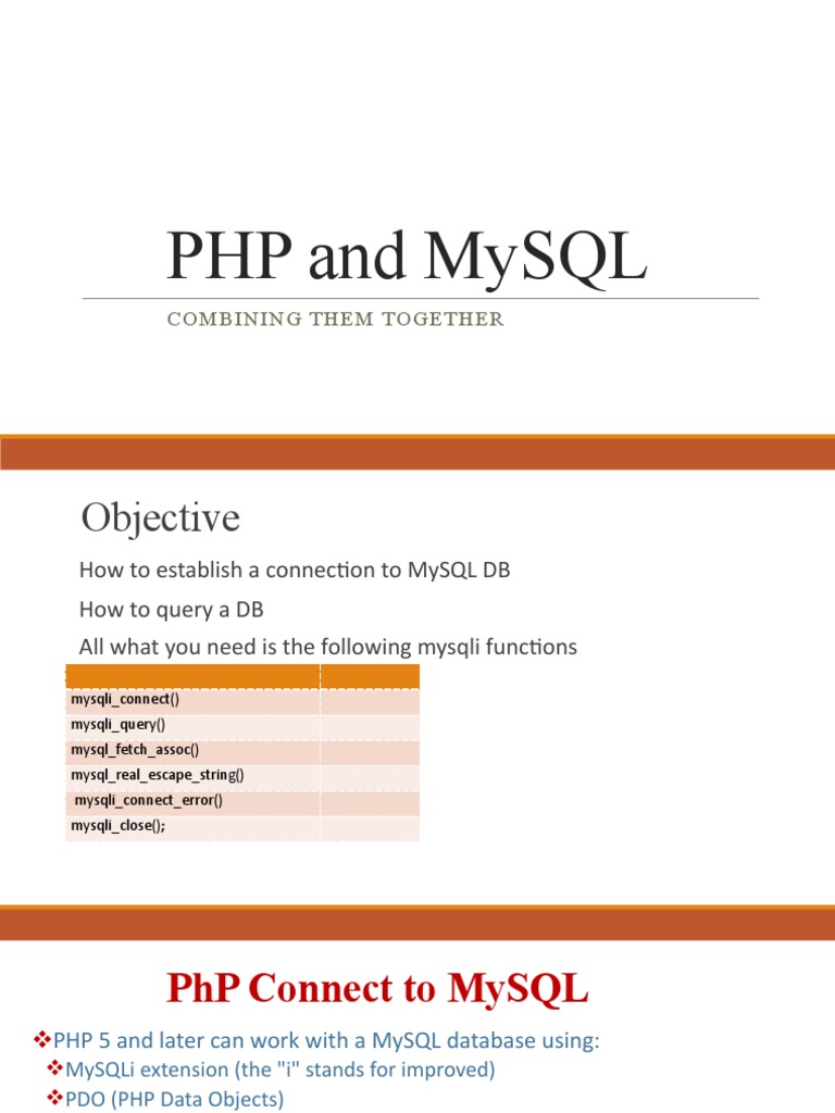 Extra - Notes - Integrating PHP - MySQL | Download Free PDF ...