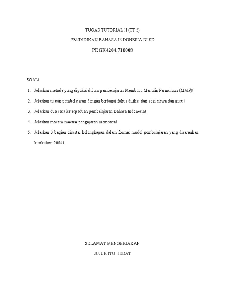 Soal TT2 Pend BI Di SD | PDF