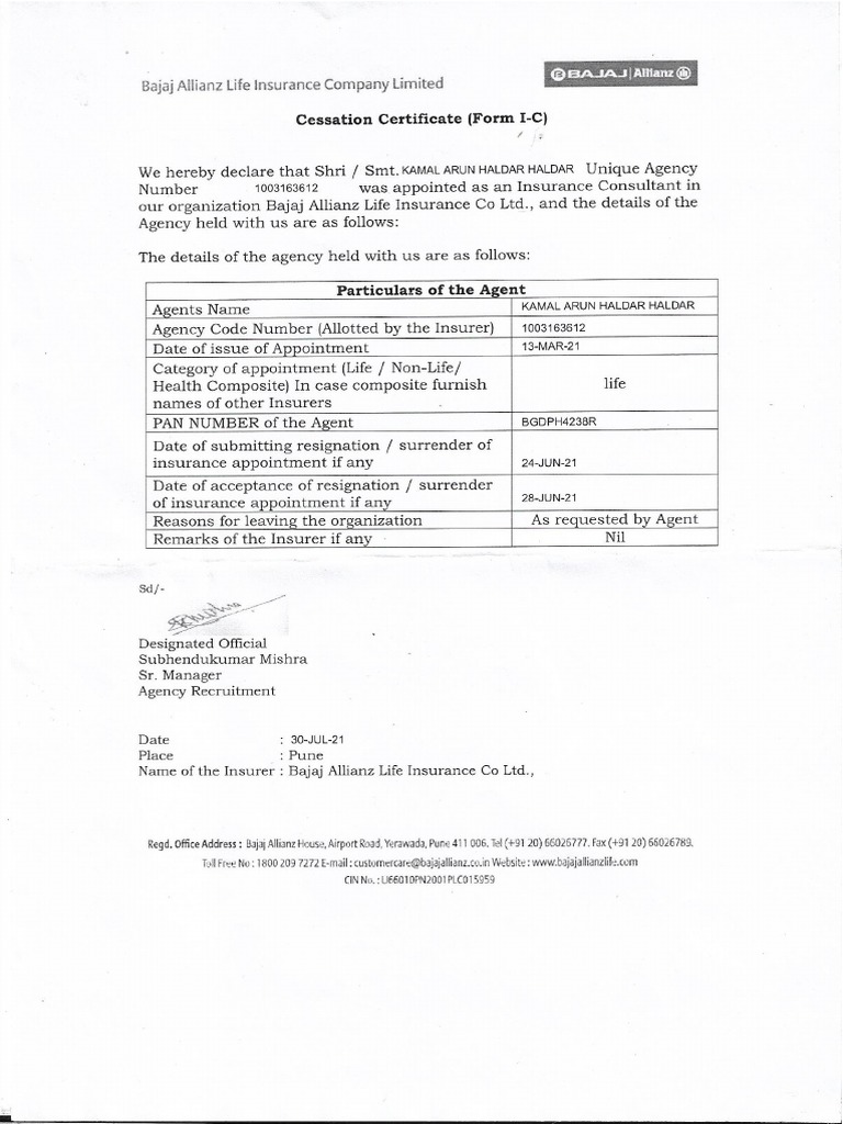 Bajaj Allianz NOC | PDF