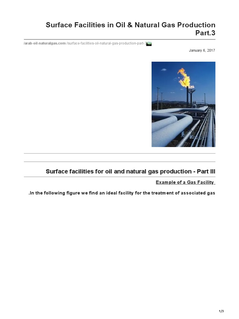 Surface Facilities in Oil Natural Gas Production Part3 | PDF