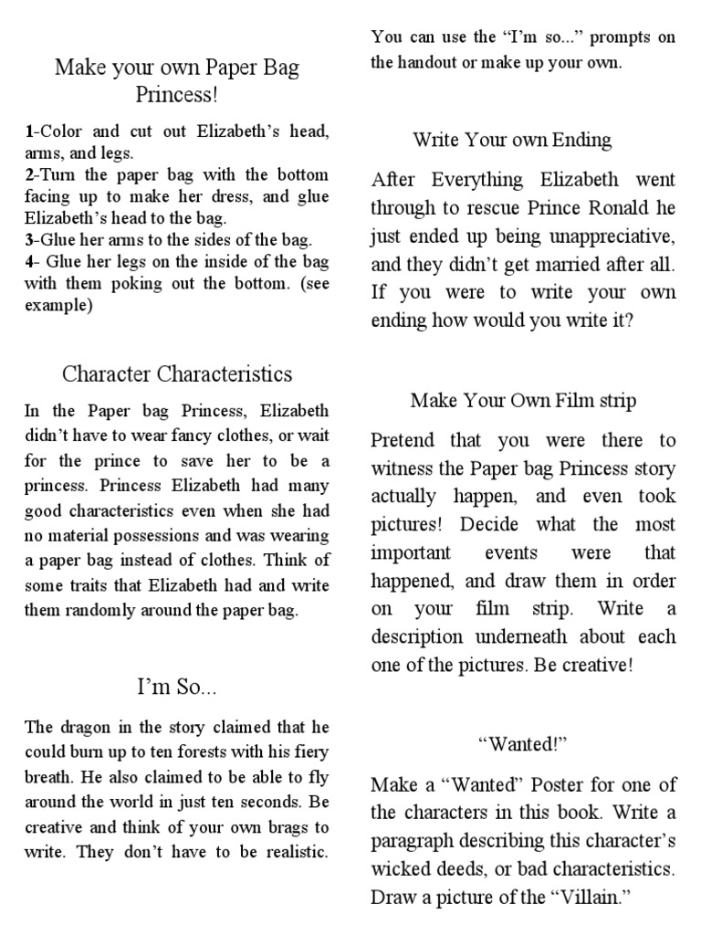 Paper Bag Princess Activity Guide | PDF