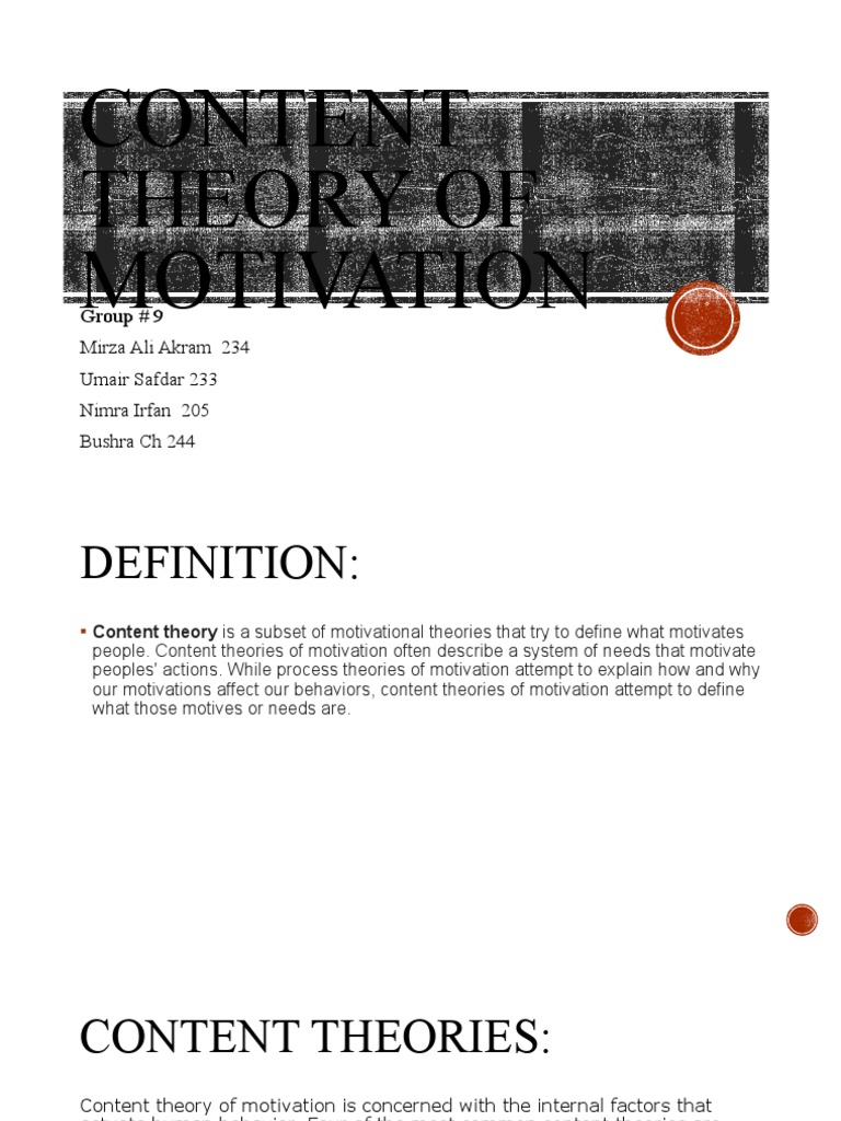 Content Theory of Motivation | PDF | Motivation | Motivational