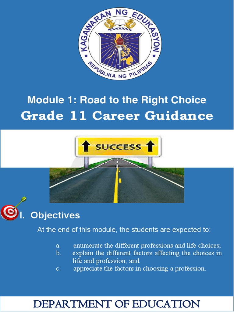 Grade 11 Career Guidance: Module 1: Road To The Right Choice | PDF ...