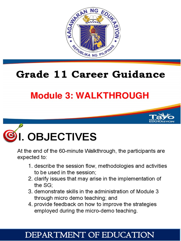 Grade 11 Career Guidance: Module 3: WALKTHROUGH | PDF | Curriculum ...