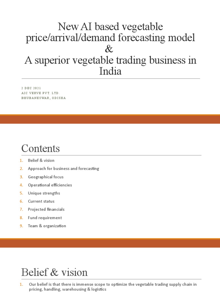 New AI Based Vegetable Price/arrival/demand Forecasting Model & A ...