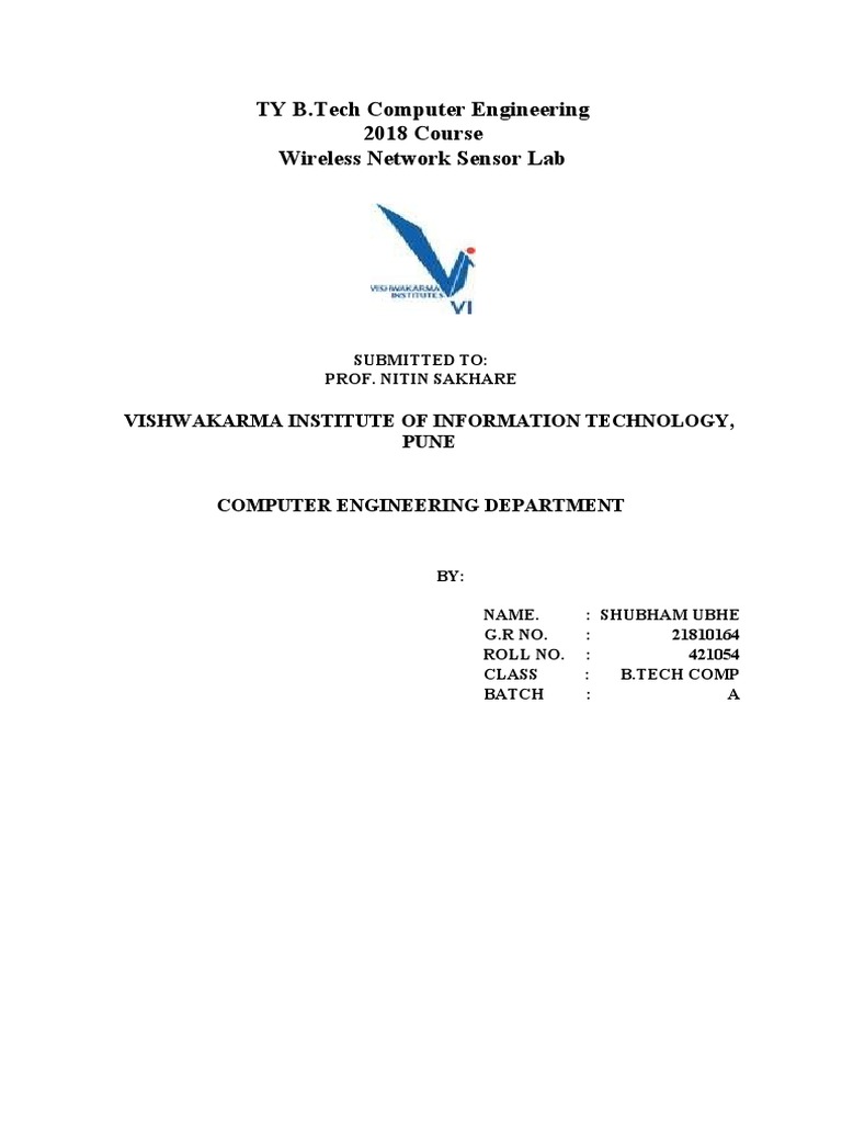 TY B.Tech Computer Engineering 2018 Course Wireless Network Sensor Lab ...
