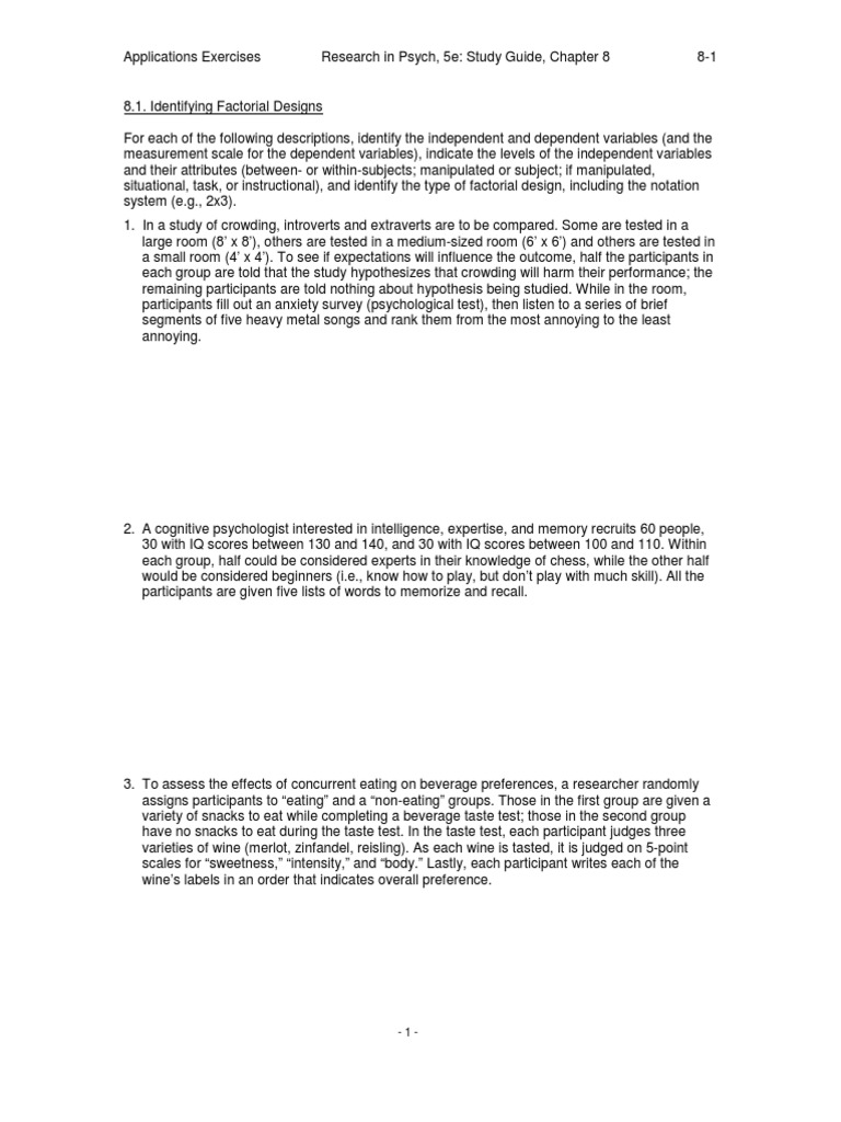 Factorial Designs Exercises and Key | PDF | Obedience (Human Behavior ...