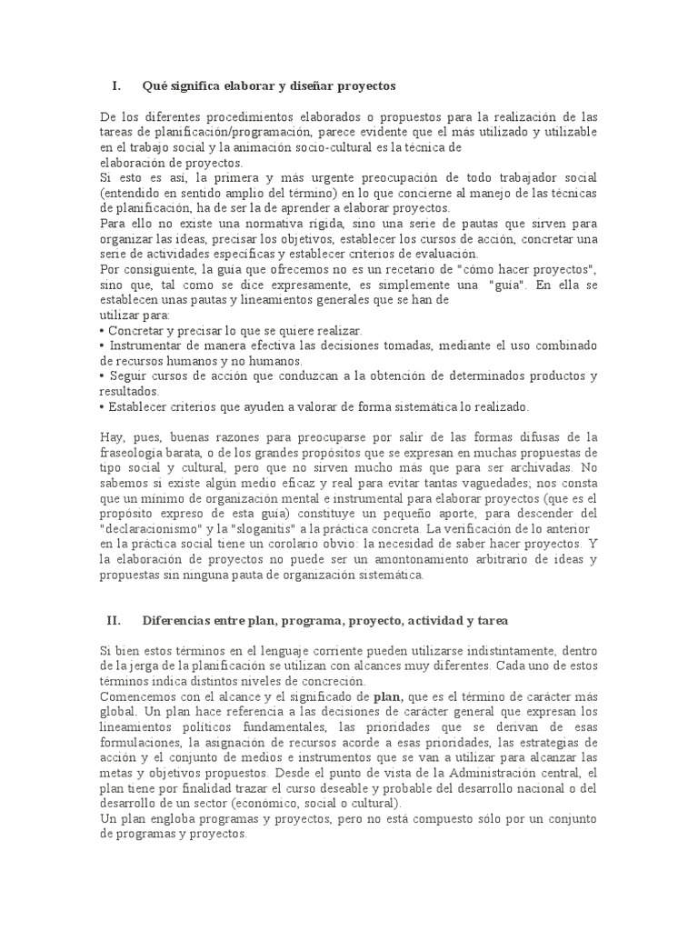 Qué Significa Elaborar y Diseñar Proyectos | PDF | Planificación ...