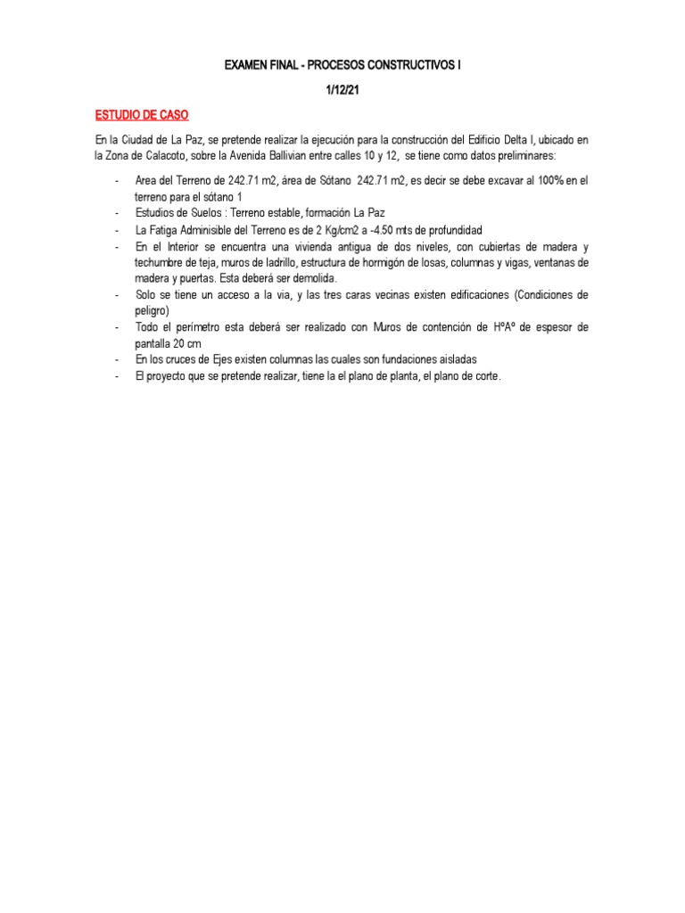 Pregunta 17 - Prueba Final - PROCESOS CONSTRUCTIVOS I | PDF