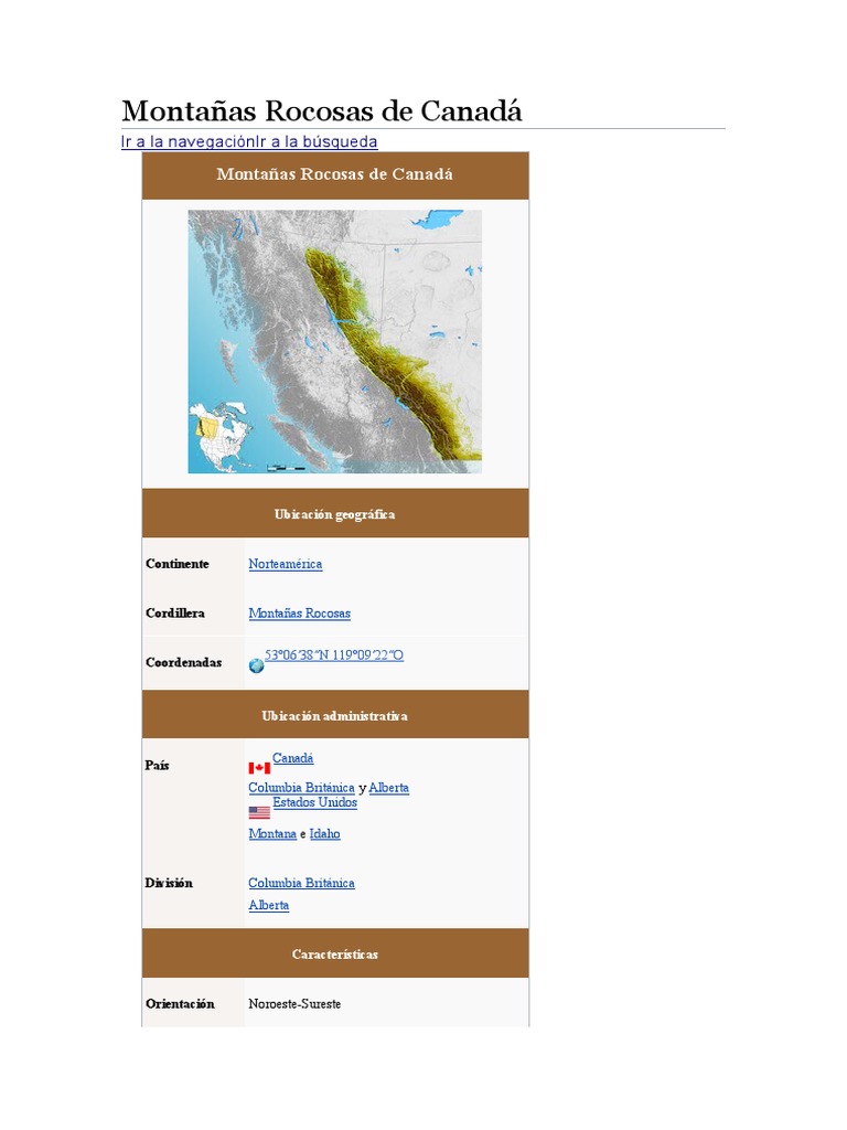 Montañas Rocosas de Canadá: Geografía y Picos | PDF | Rockies ...