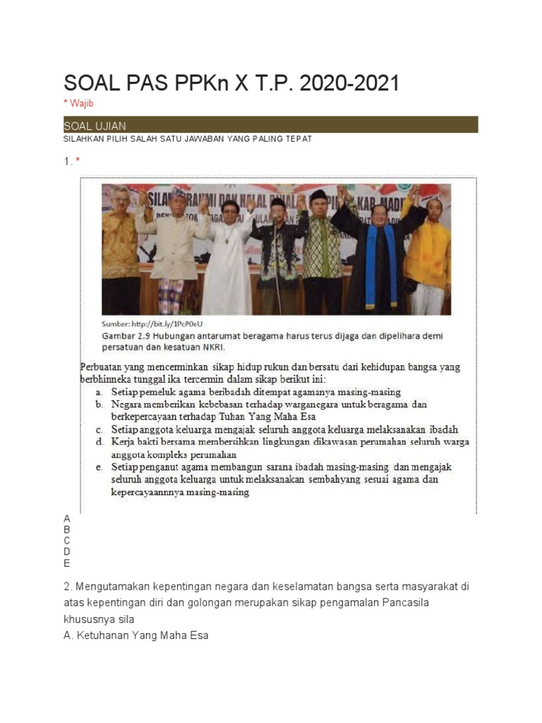 SOAL PAS PPKN X T | PDF