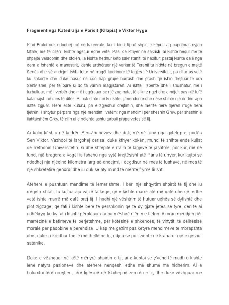 Fragment Nga Katedralja e Parisit (Kllapia) e Viktor Hygo | PDF