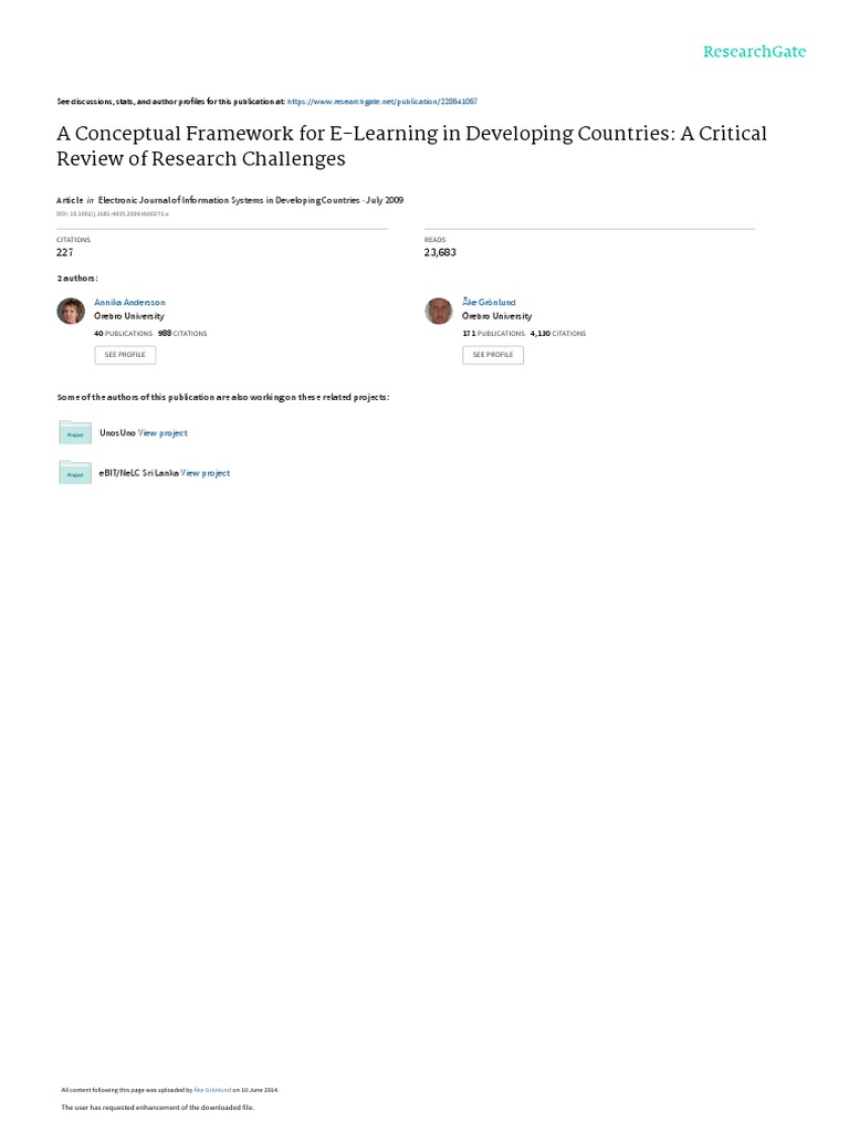 A Conceptual Framework For E-Learning in Developin | PDF | Educational ...