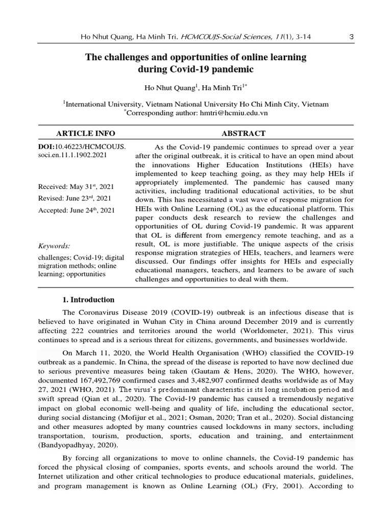 The Challenges and Opportunities of Online Learning During Covid-19 ...