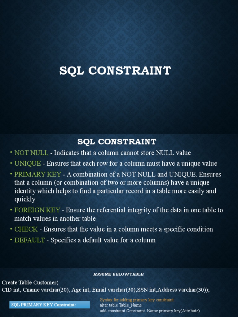 Practical SQL Constraint | PDF | Software Design | Data